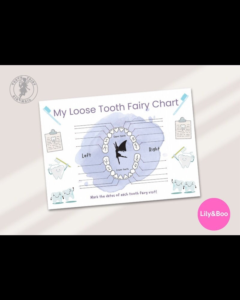 Lost Tooth Chart, Digital File, INSTANT DOWNLOAD- White Background - Etsy