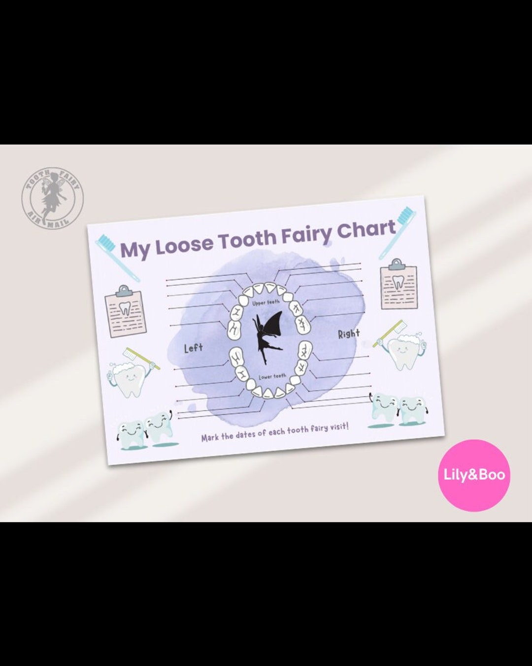 Lost Tooth Chart, Digital File, INSTANT DOWNLOAD- Light Blue Background ...
