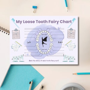 Lost Tooth Chart, Digital File, INSTANT DOWNLOAD- Light Blue Background ...