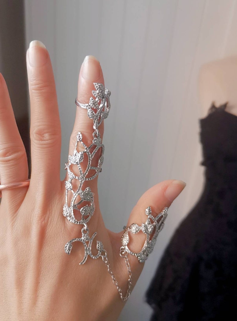 Gold Silver Double finger ring / thumb ring point finger index | Etsy