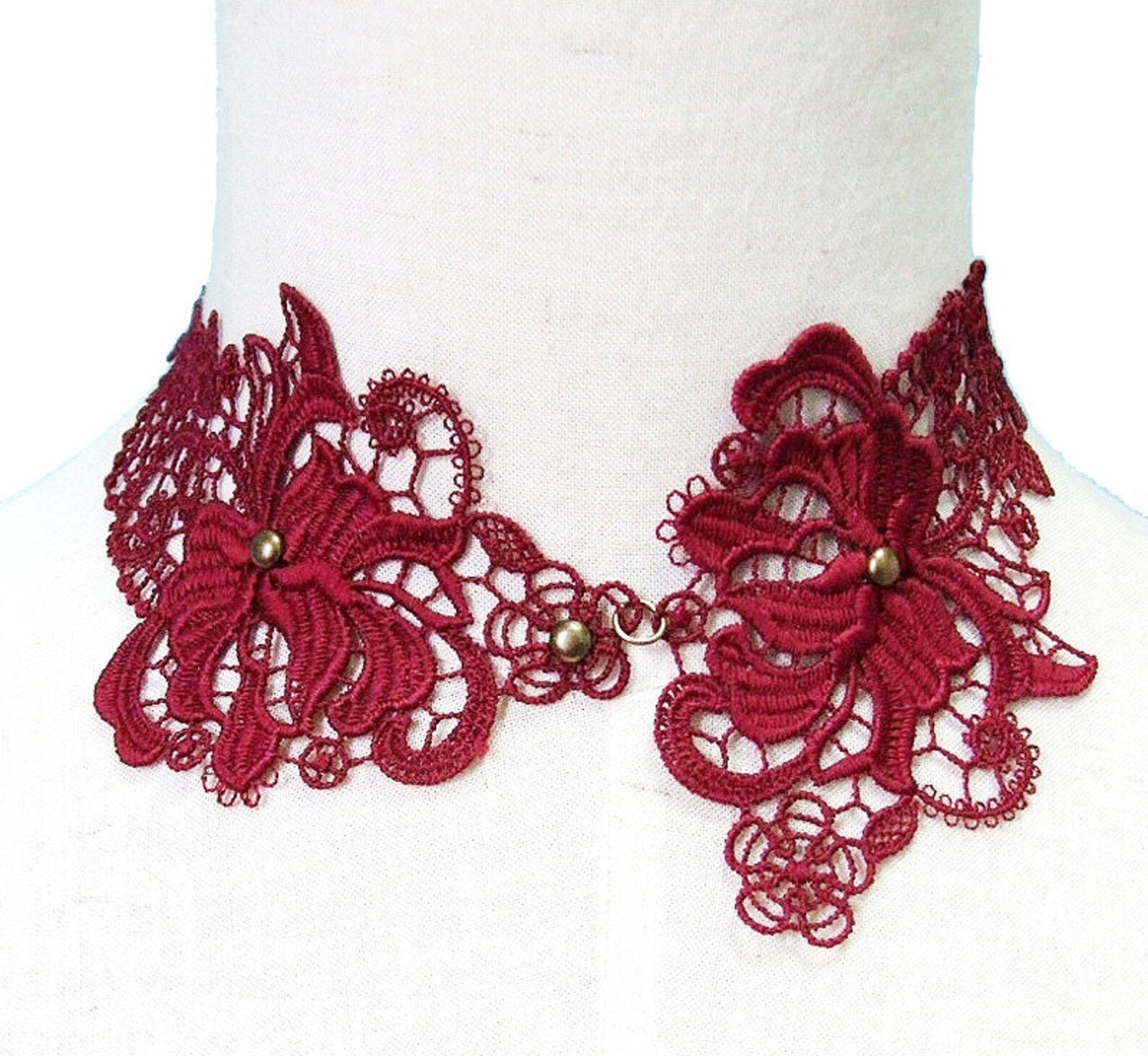 SALE gothic dark red lace choker necklace statement | Etsy