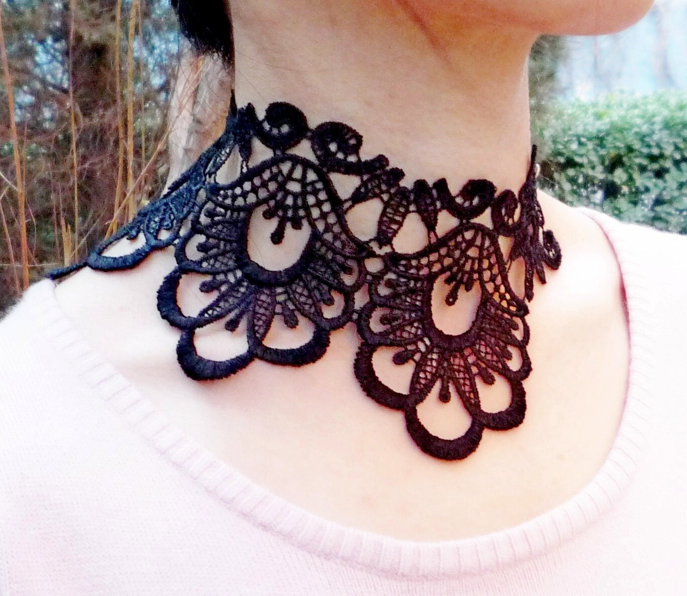 SALE black lace bib lace fashion jewelry gift for her | Etsy