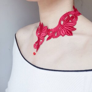 SALE gothic dark red lace choker necklace statement | Etsy