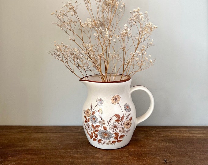 Vintage 70s Gardenia Stoneware Ceramic Pitcher Jug, Decorative Ceramic ...