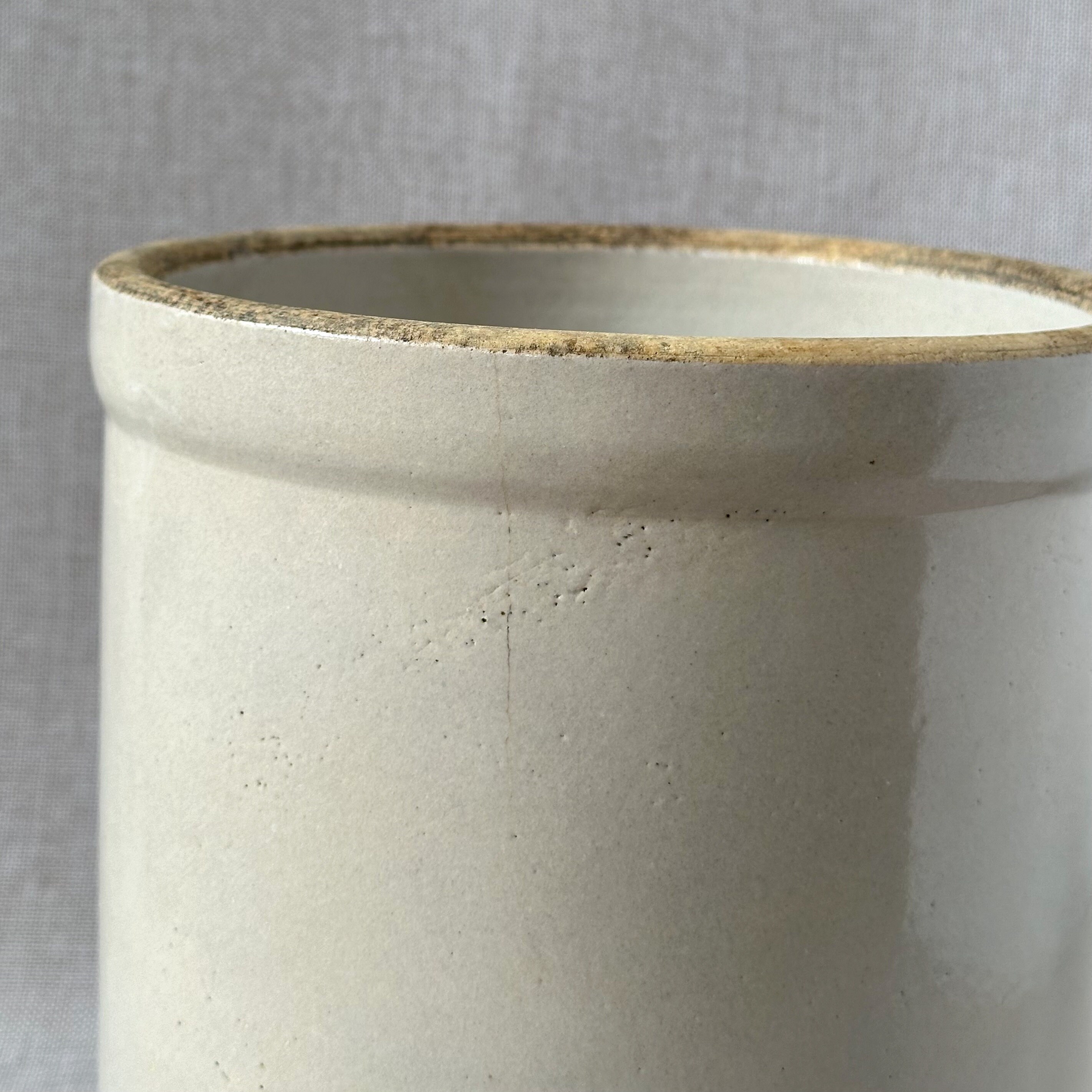 Antique Glazed Stoneware Pottery Crock Container, Tall Crockery ...