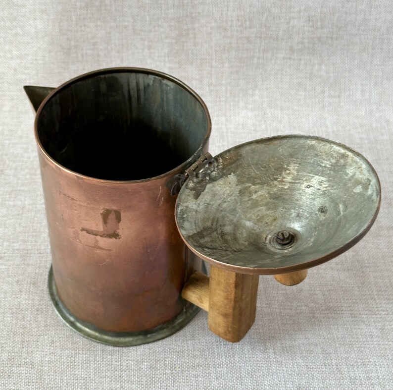 Vintage Small Copper Coffee Pot or Tea Kettle With Wooden Handle, Aged ...