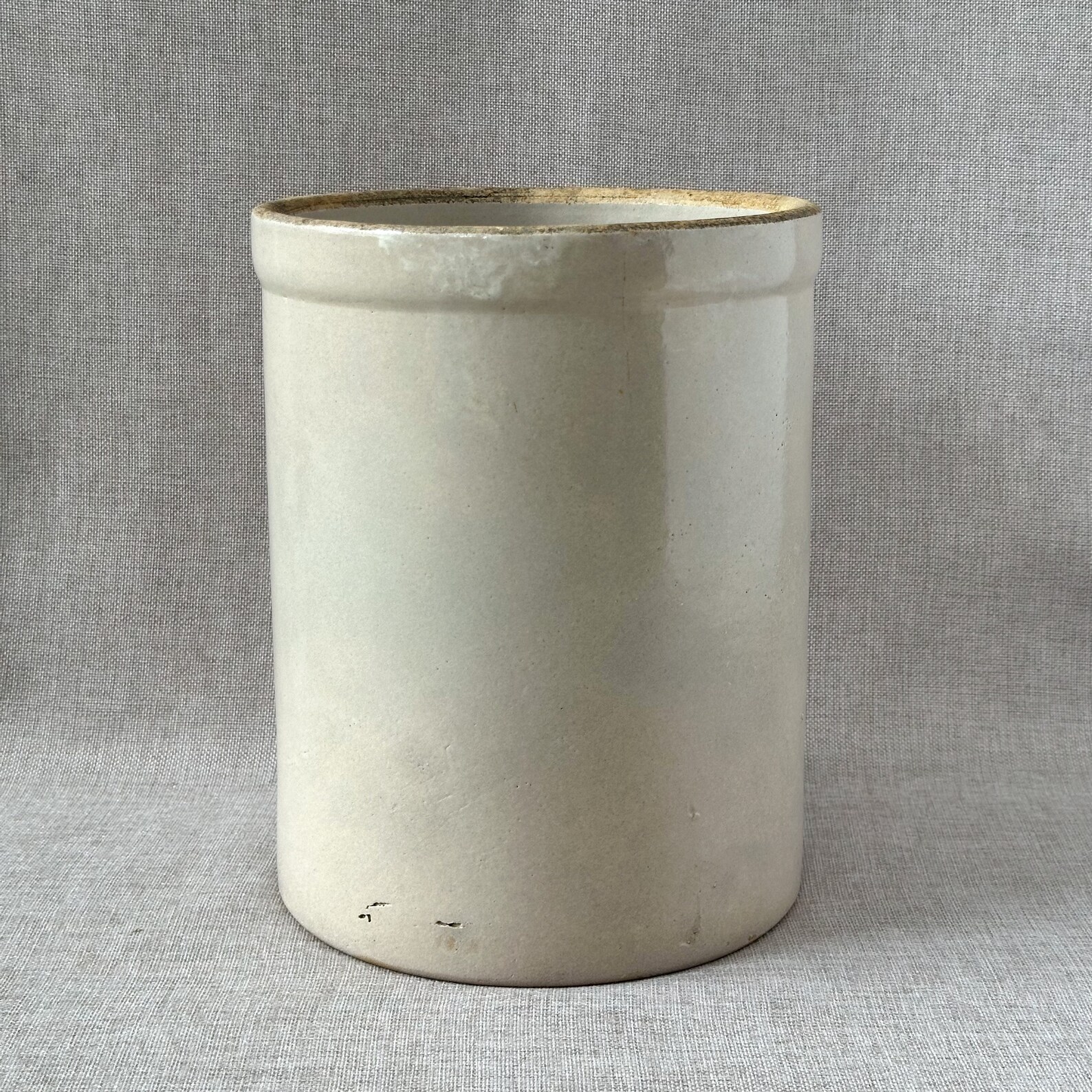 Antique Glazed Stoneware Pottery Crock Container, Tall Crockery ...
