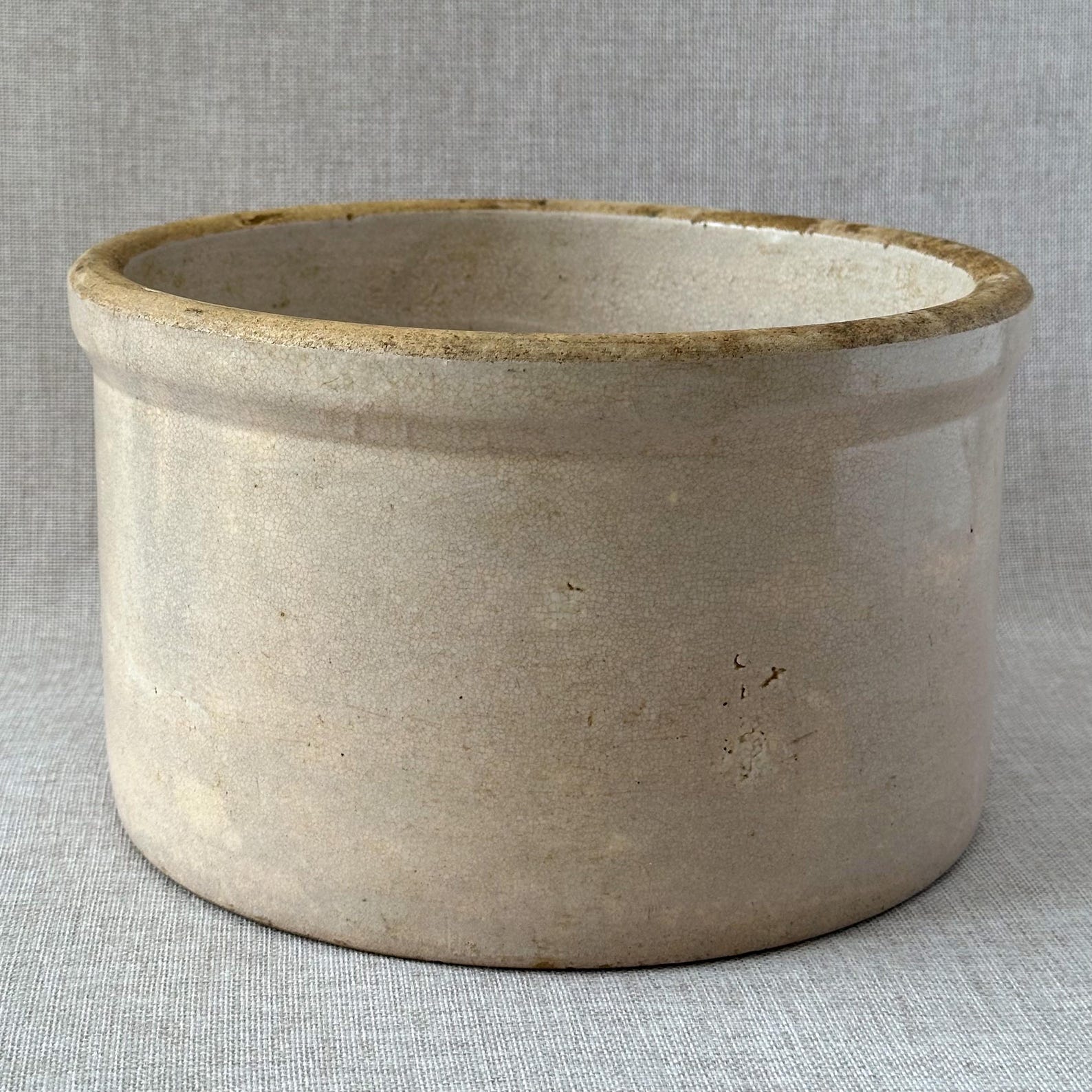 Antique Glazed Stoneware Pottery Low Crock Container, Crockery ...