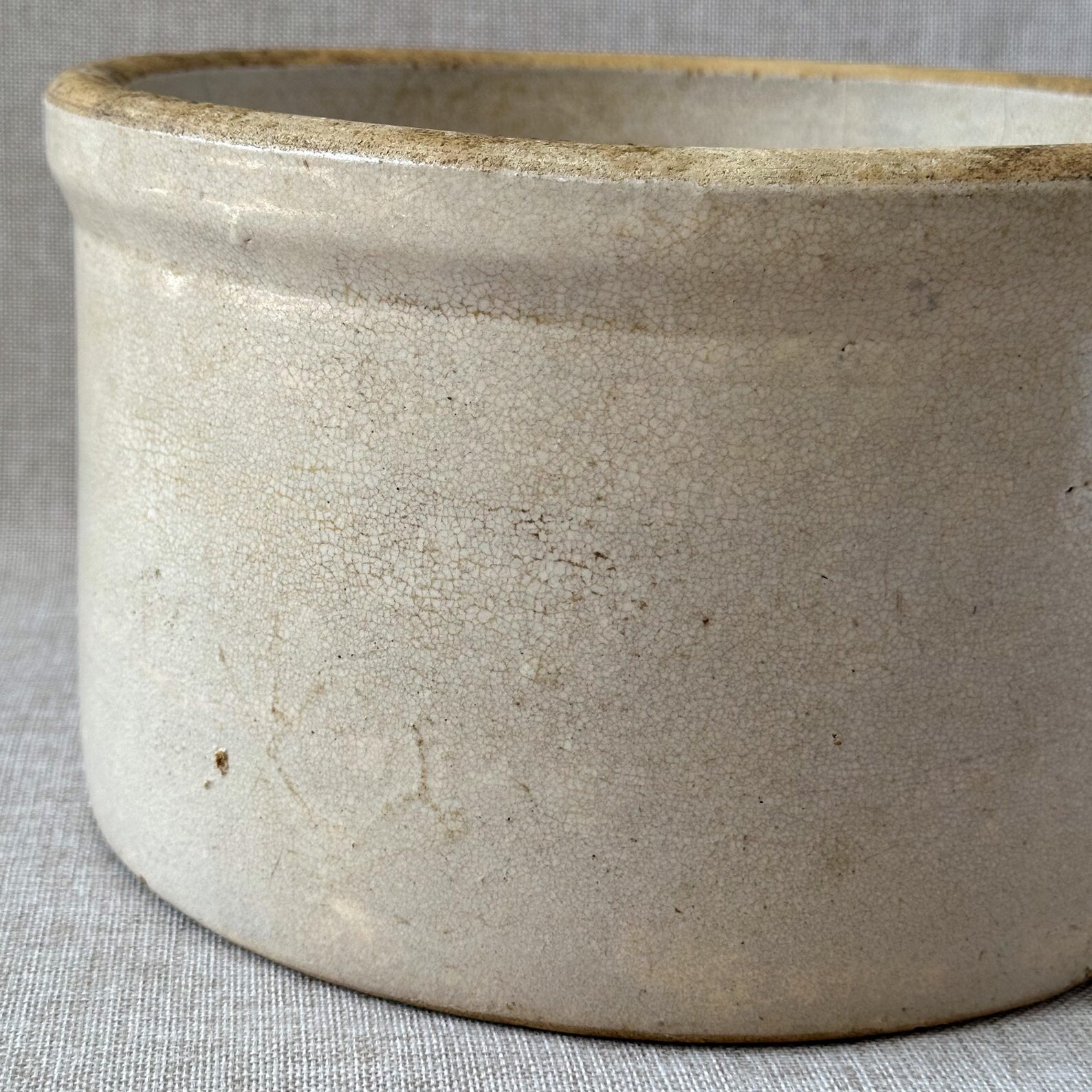 Antique Glazed Stoneware Pottery Low Crock Container, Crockery ...