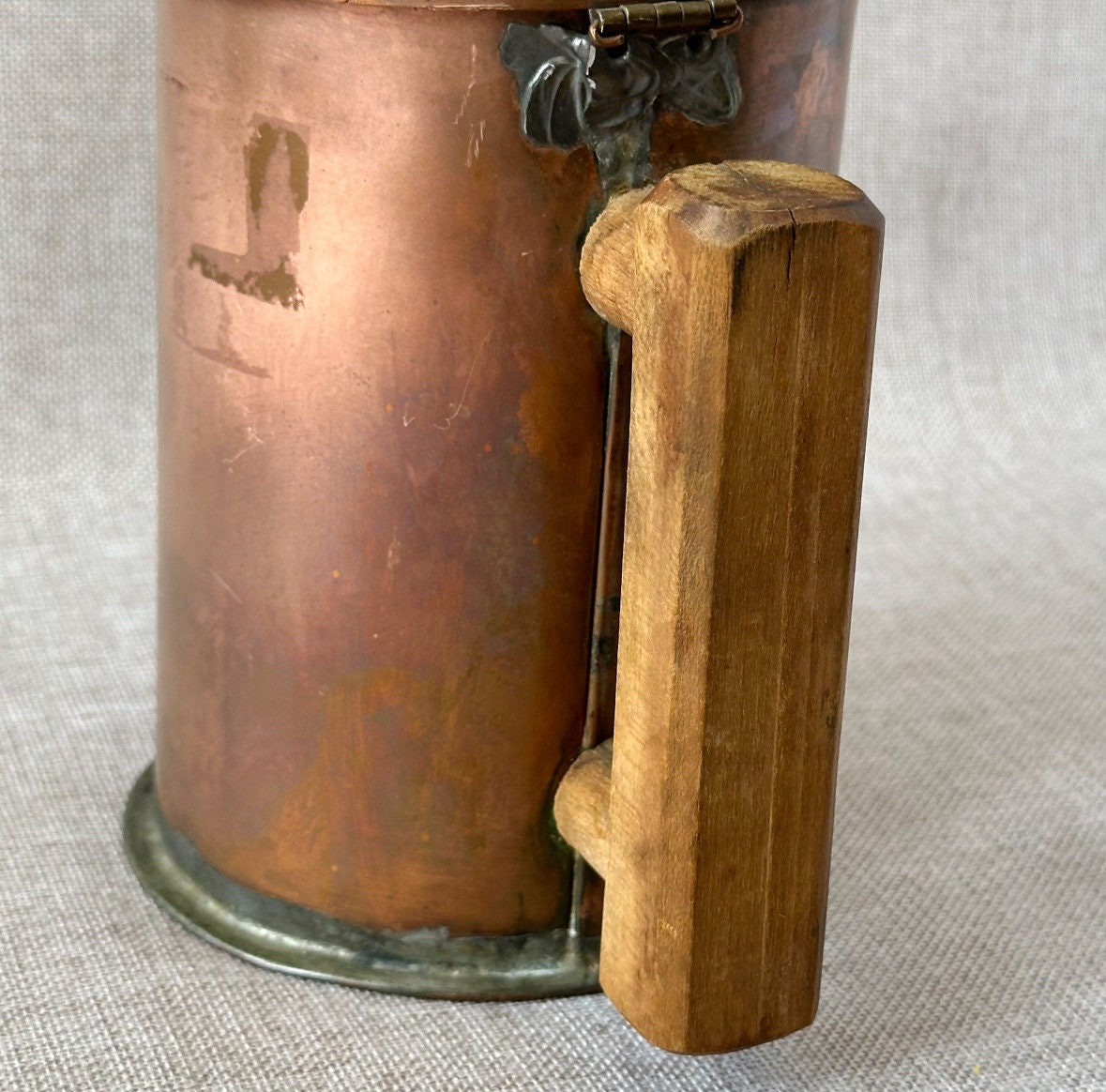 Vintage Small Copper Coffee Pot or Tea Kettle With Wooden Handle, Aged ...