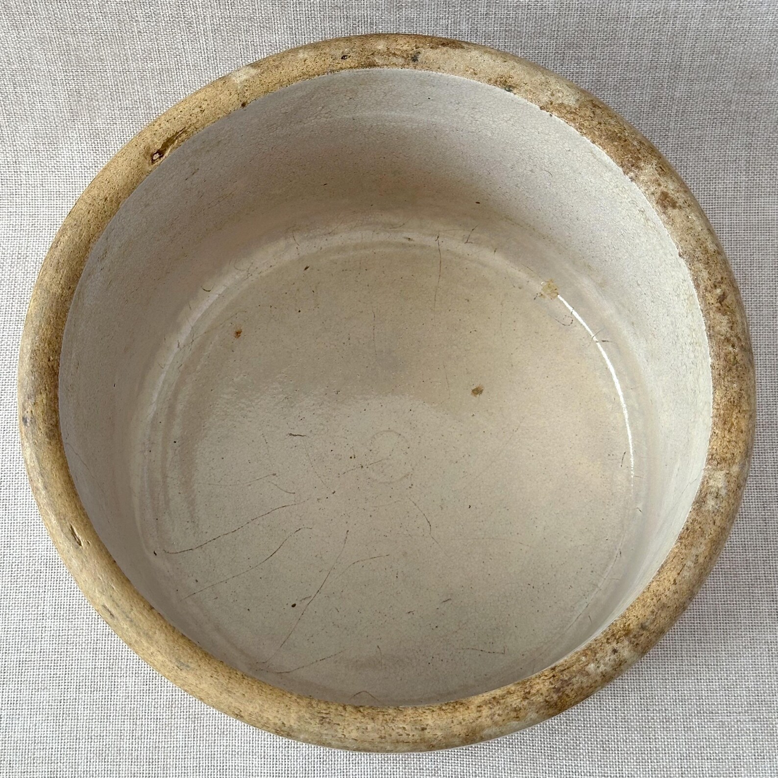 Antique Glazed Stoneware Pottery Low Crock Container, Crockery ...