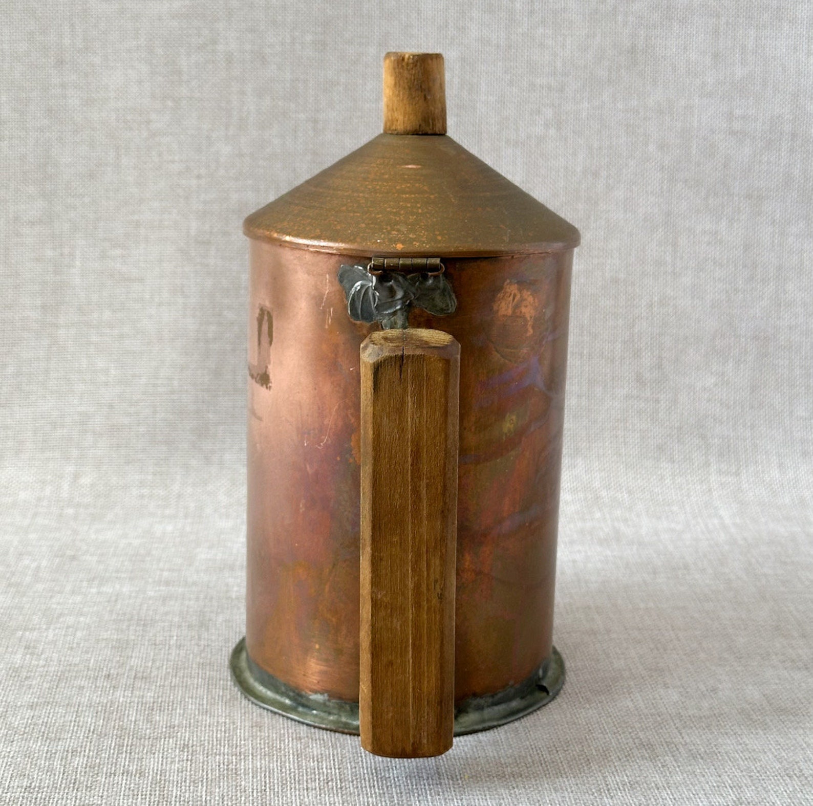 Vintage Small Copper Coffee Pot or Tea Kettle With Wooden Handle, Aged ...