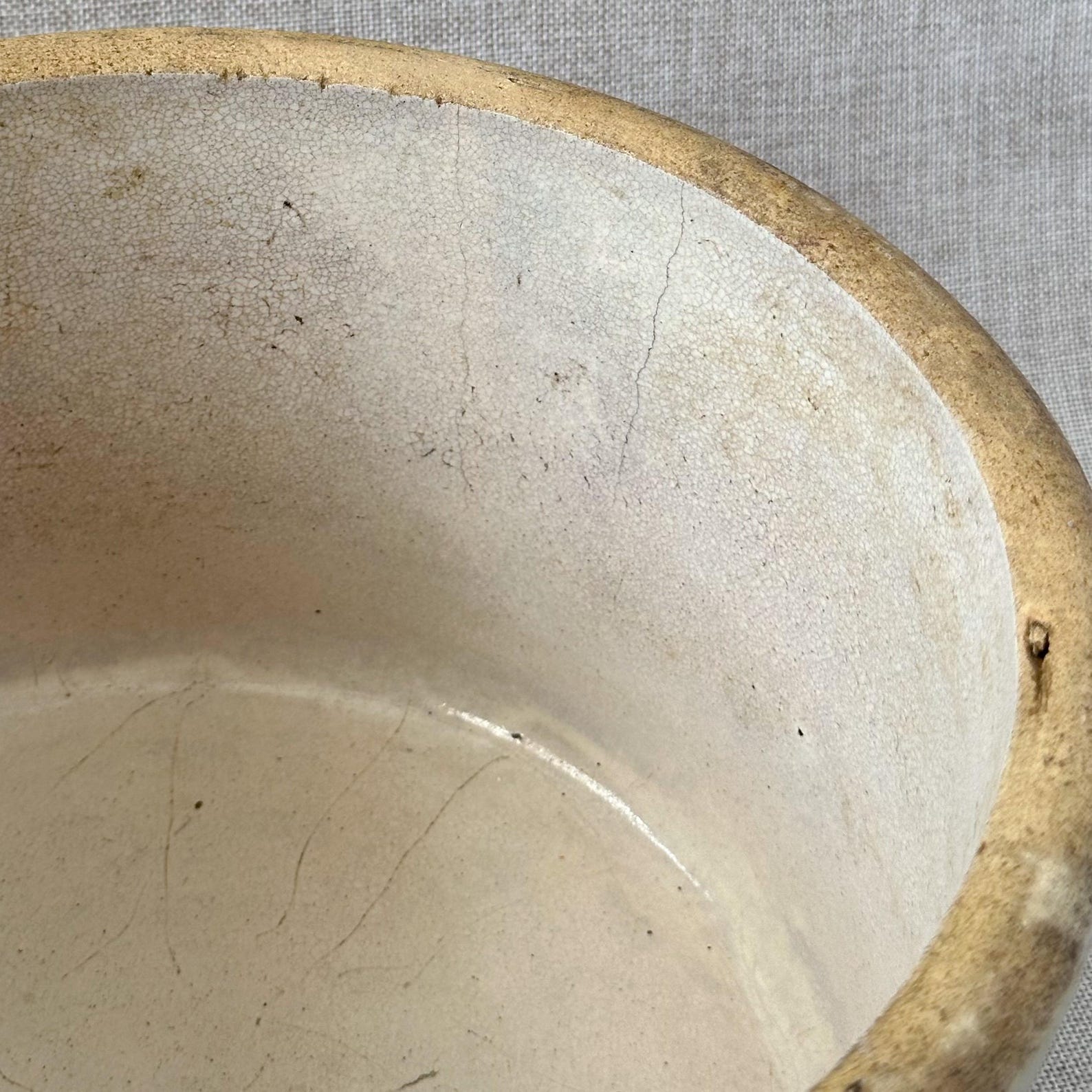 Antique Glazed Stoneware Pottery Low Crock Container, Crockery ...