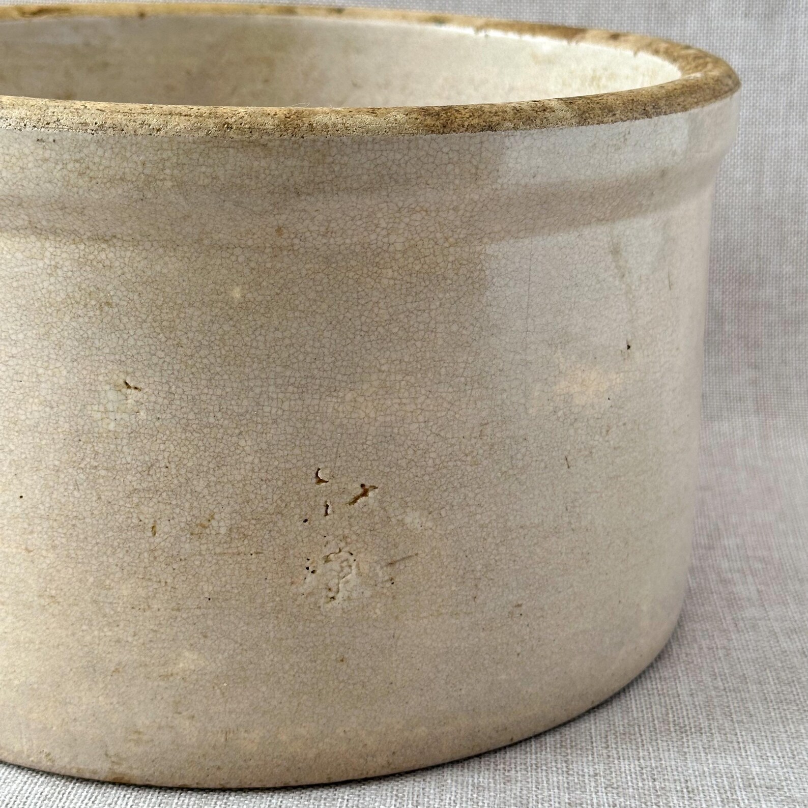 Antique Glazed Stoneware Pottery Low Crock Container, Crockery ...