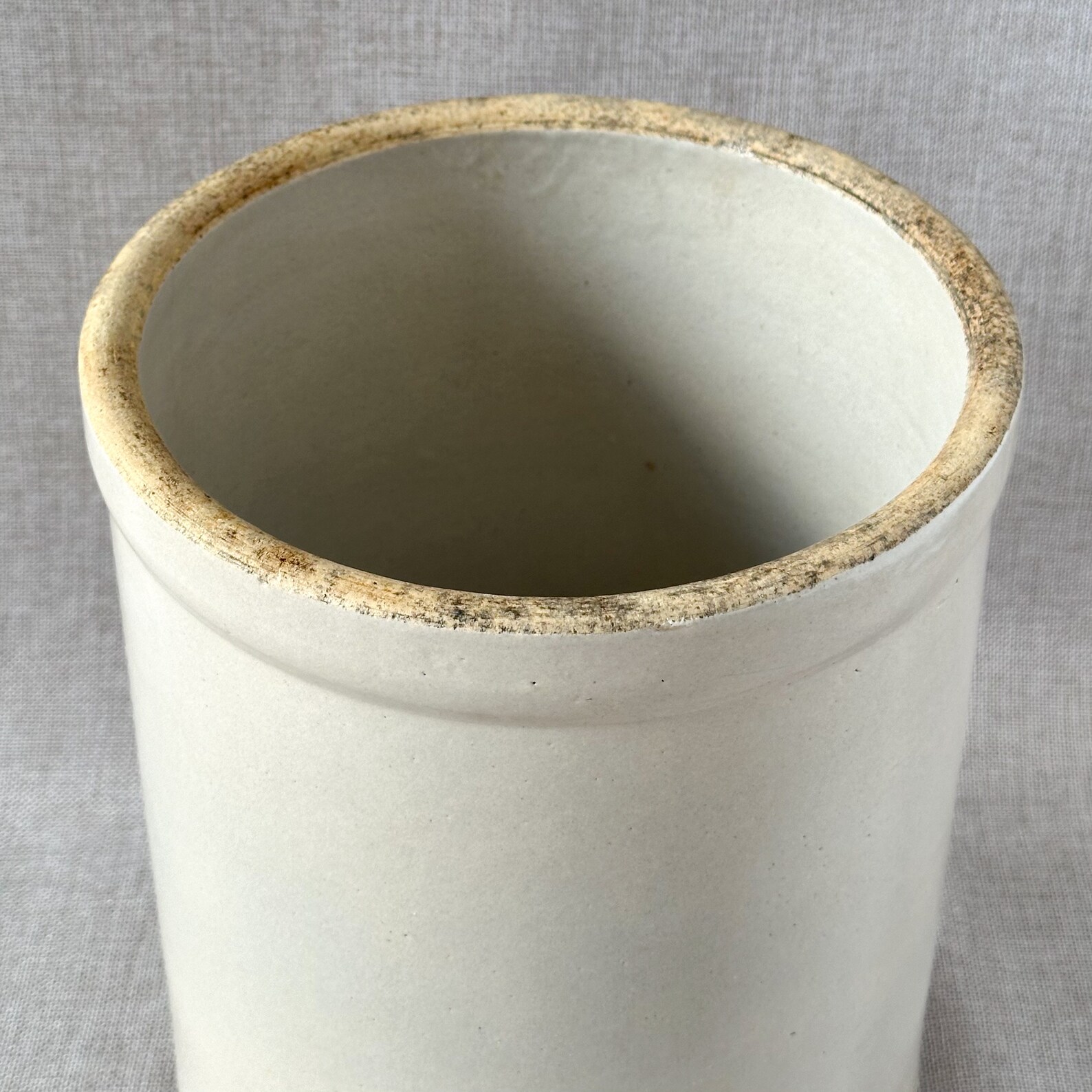 Antique Glazed Stoneware Pottery Crock Container, Tall Crockery ...