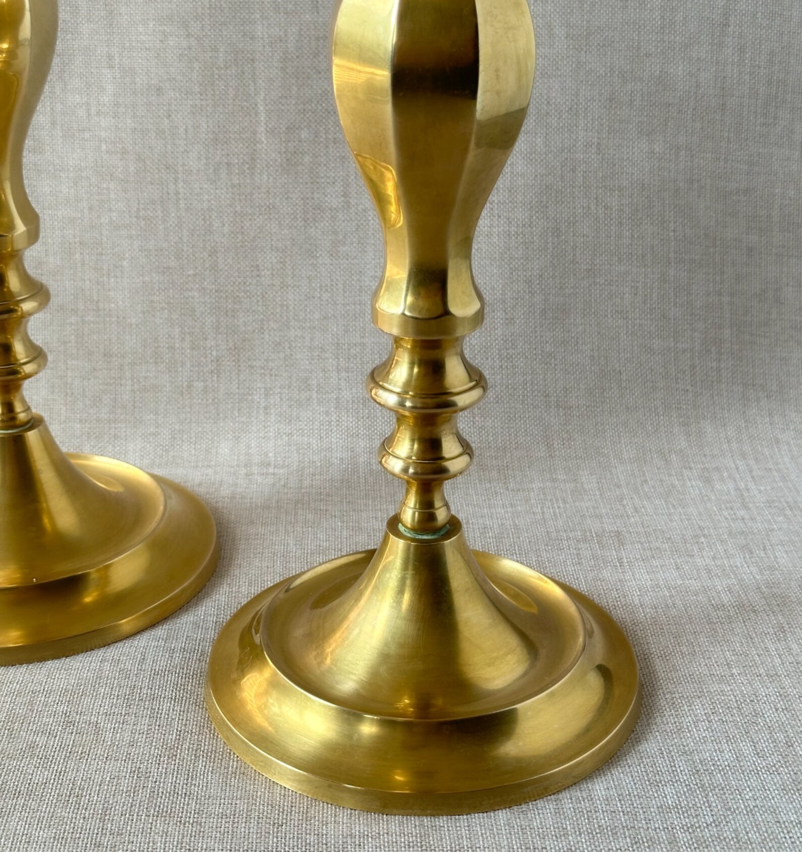 Vintage Set of Two Tall Heavy Lacquered Solid Brass Candlestick Holders ...