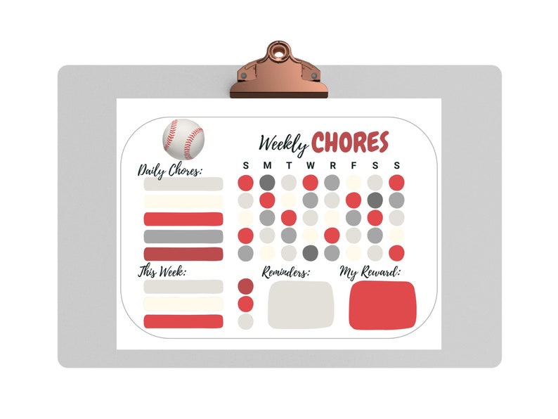 Baseball Chore Chart, Chore Chart for Kids, Kids Chores, Kids Chore ...