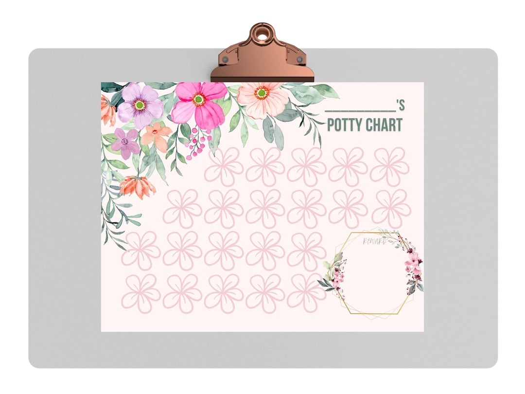Floral Potty Chart, Girl Potty Chart, Toilet Training Printable, Flower ...