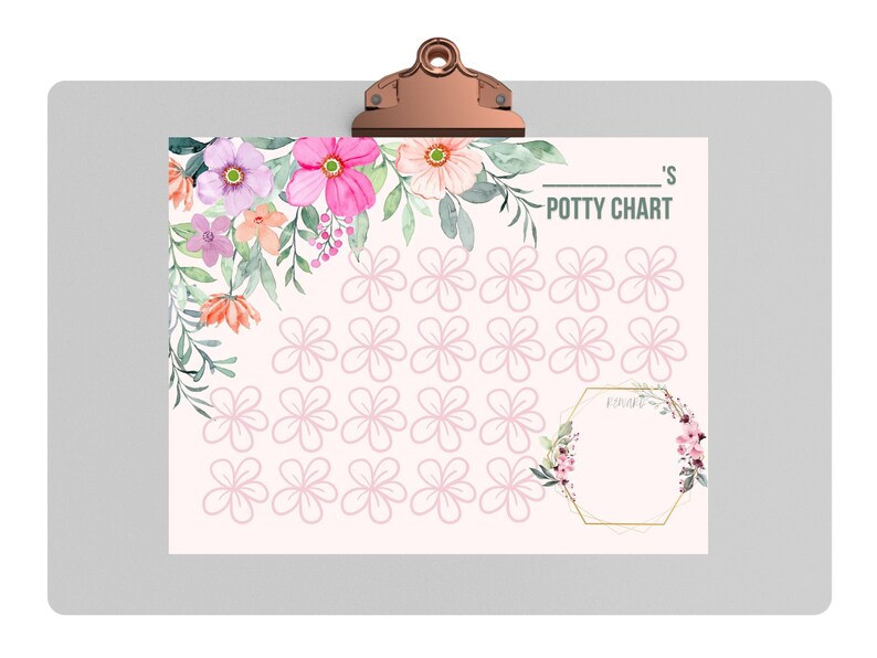 Floral Potty Chart, Girl Potty Chart, Toilet Training Printable, Flower ...