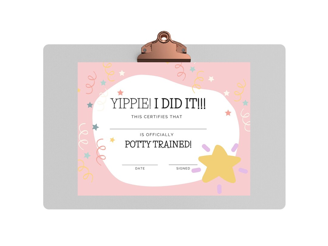 Potty Training Certificate, Potty Training Diploma, Potty Training ...
