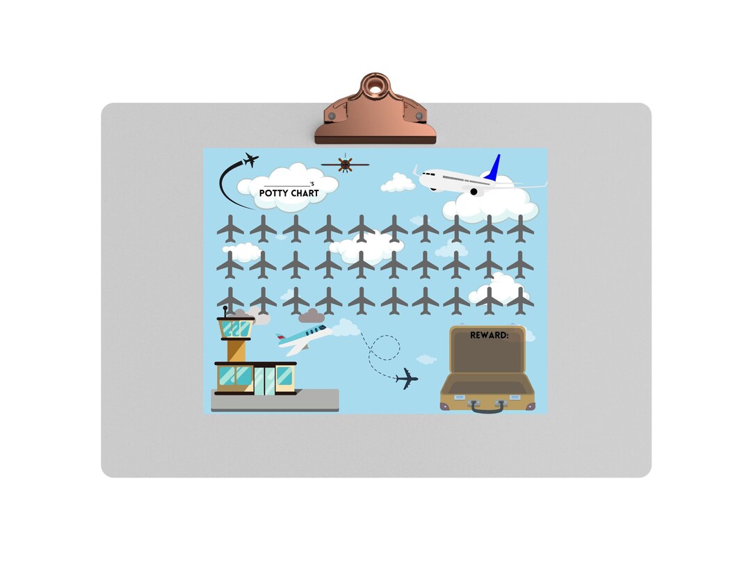 Airplane Potty Chart, Airport Potty Chart, Behavior Chart, Sticker ...