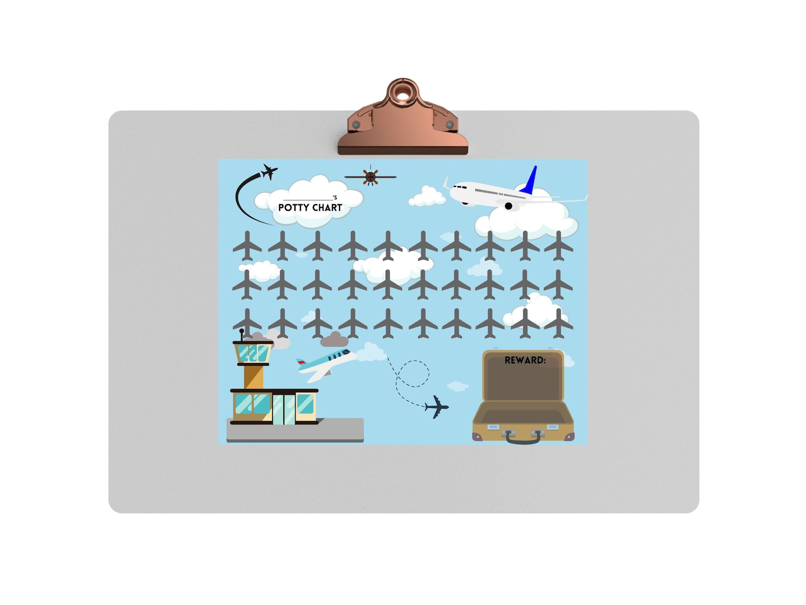 Airplane Potty Chart, Airport Potty Chart, Behavior Chart, Sticker ...