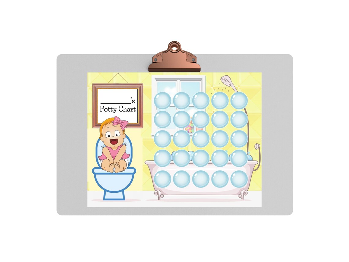 Girl Potty Chart, Girl Potty Behavior Chart, Girl Potty Sticker Chart ...