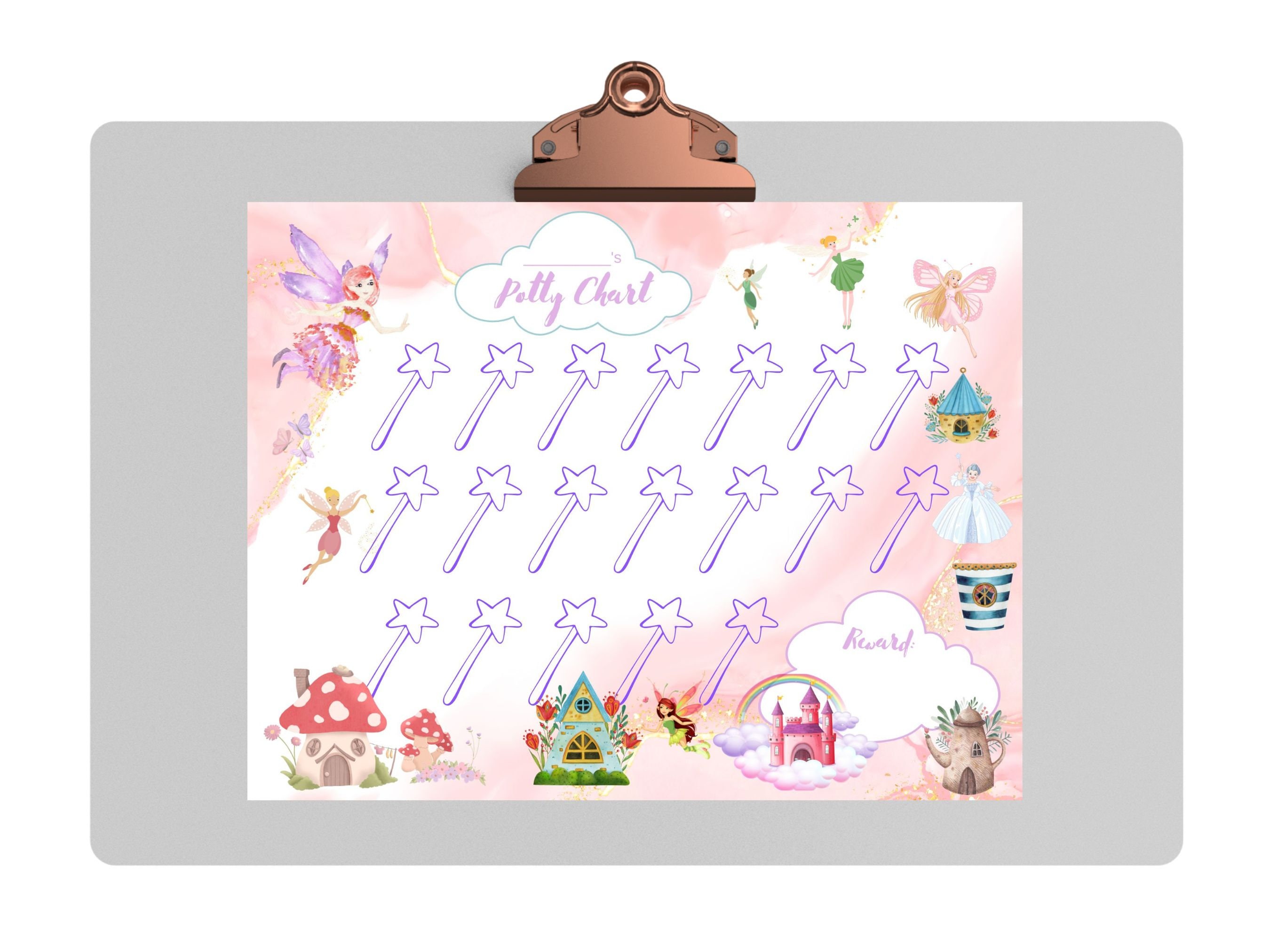 Fairy Potty Chart, Potty Chart for Girl, Behavior Chart, Sticker Chart ...