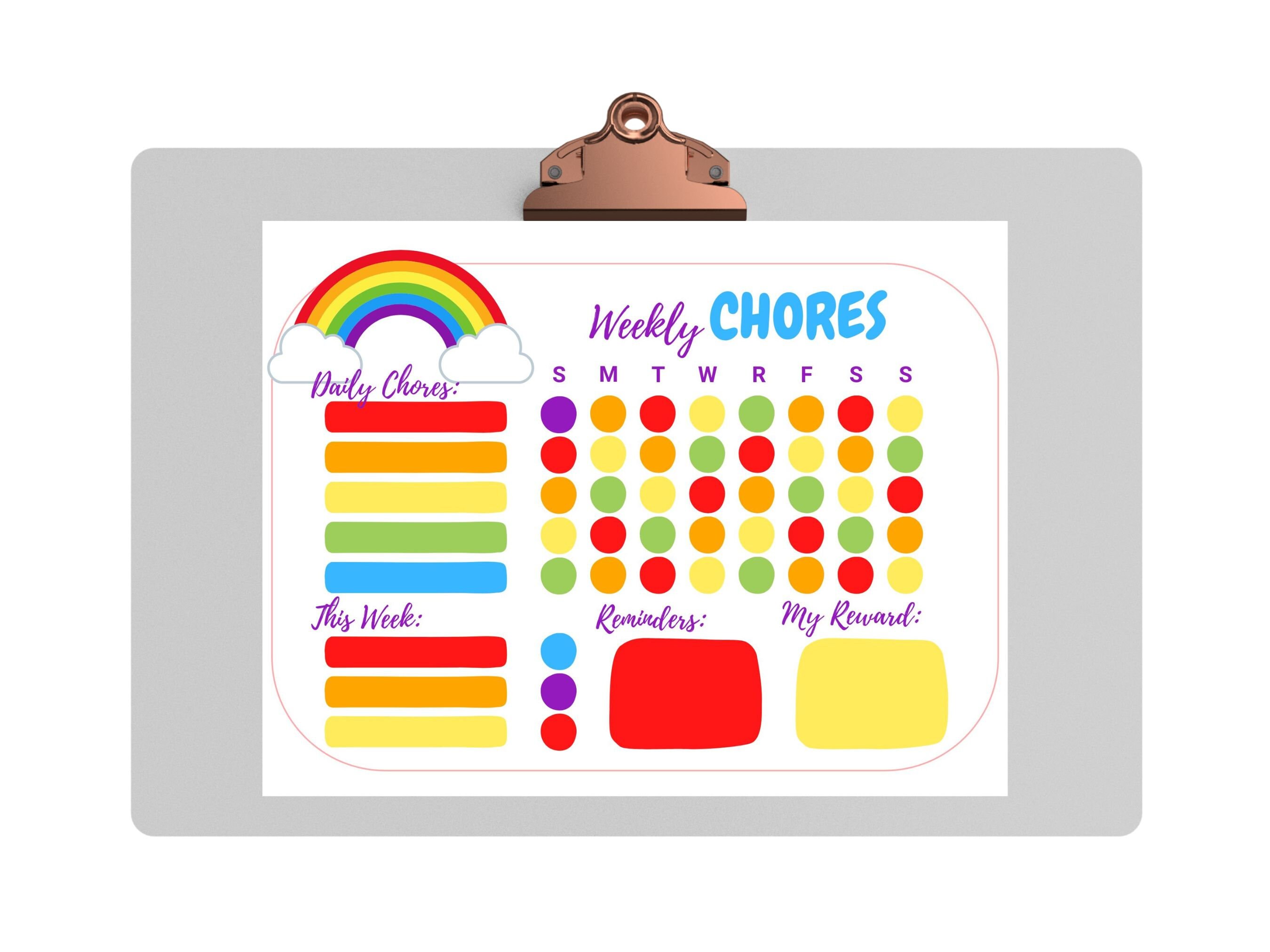 Rainbow Chore Chart, Chore Chart for Kids, Kids Chores, Kids Chore ...