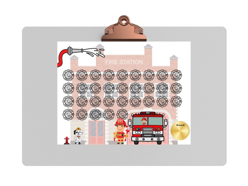 Fireman Reward Chart, Fireman Potty Chart, Fire Truck Chart, Fire ...