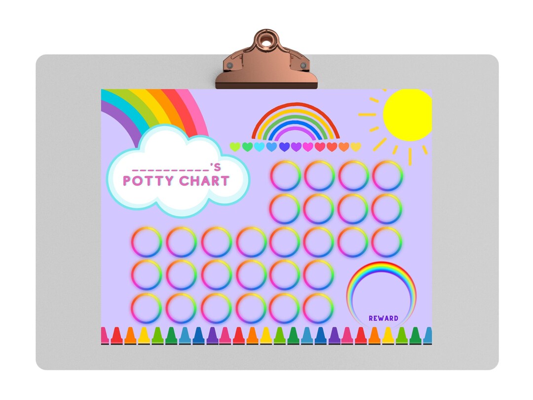 Rainbow Potty Chart, Potty Chart Printable, Colorful Potty Chart ...