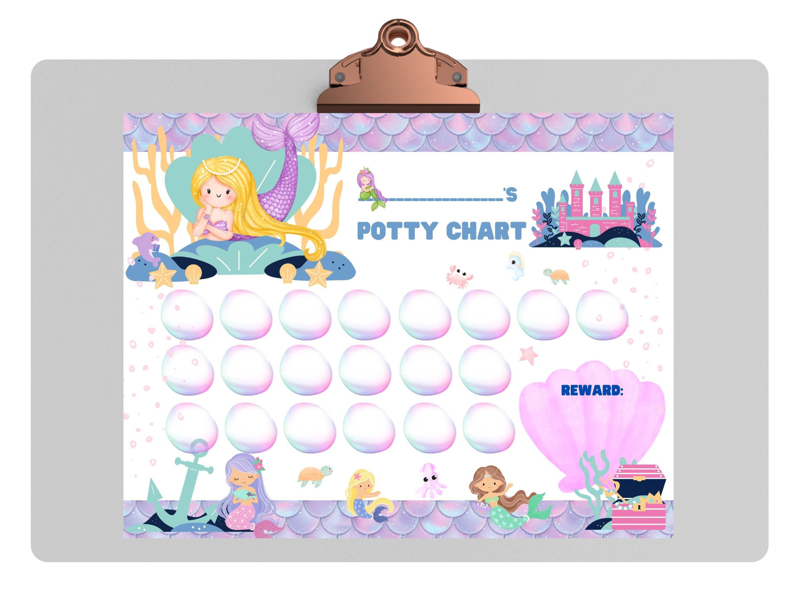 Mermaid Potty Chart, Mermaid Reward Chart, Printable Potty Chart, Kids ...