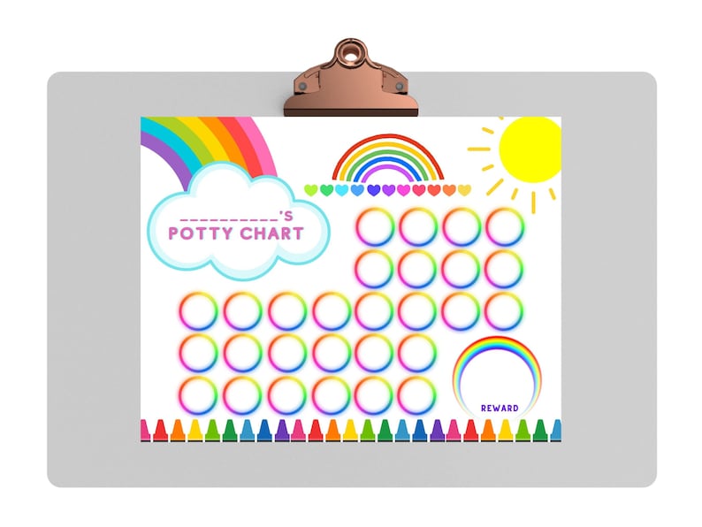 Rainbow Potty Chart, Potty Chart Printable, Colorful Potty Chart ...