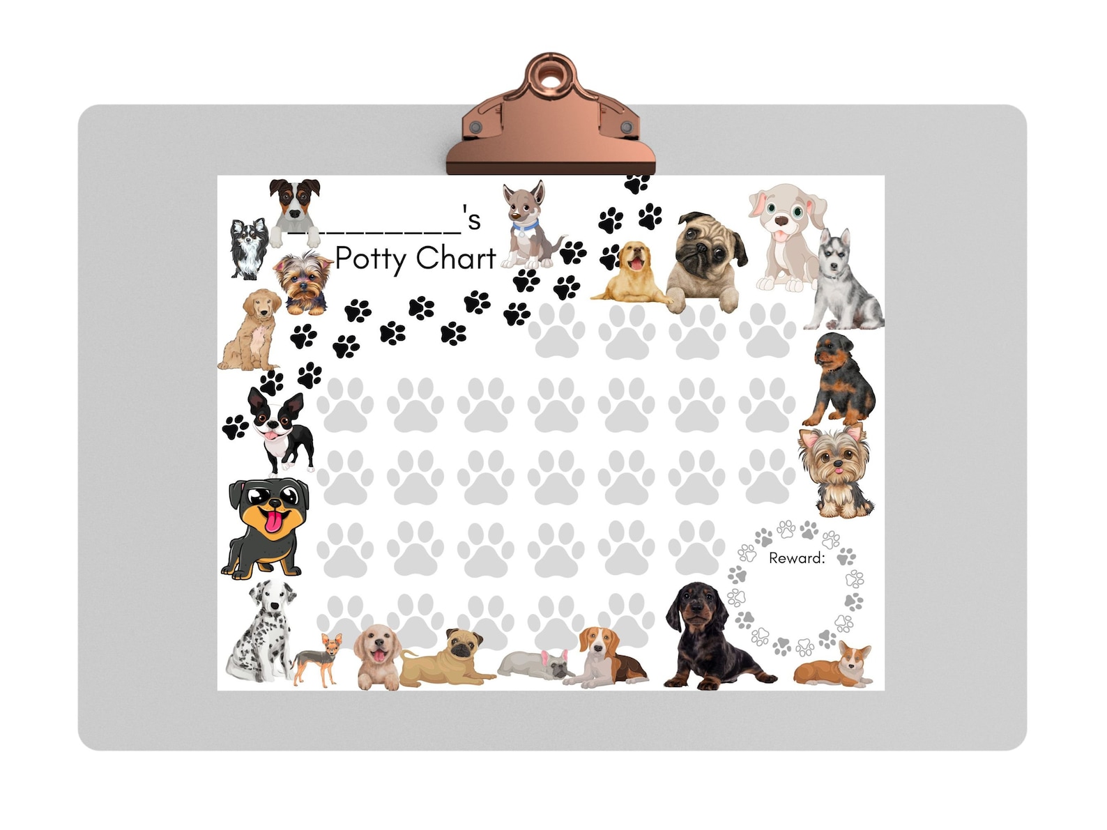 Puppy Potty Chart, Dog Reward Chart, Behavior Chart, Toilet Training ...