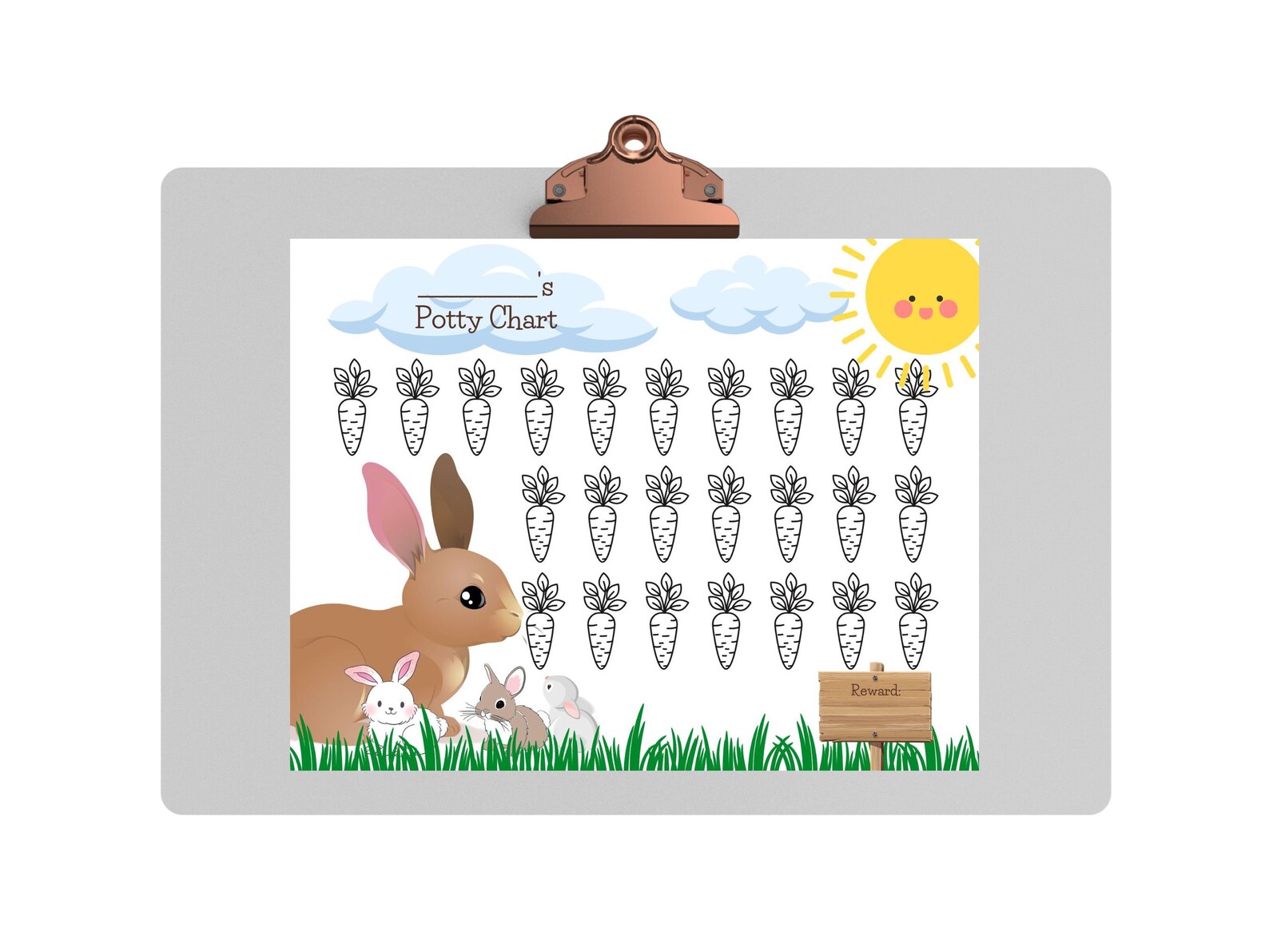 Bunny Potty Chart, Rabbit Potty Chart, Potty Chart for Girls, Potty ...