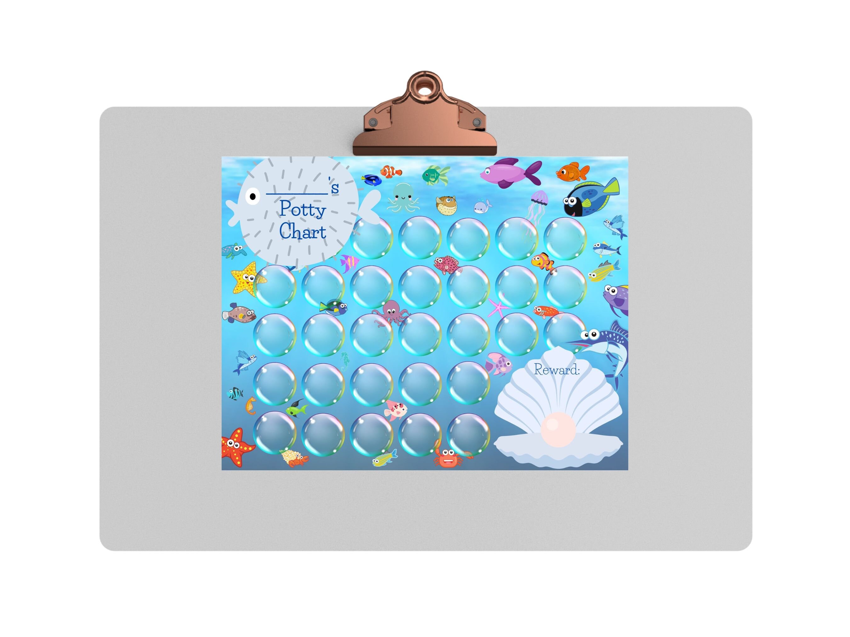 Sea Creature Potty Chart, Potty Chart Fish, Potty Chart Aquarium, Nemo ...