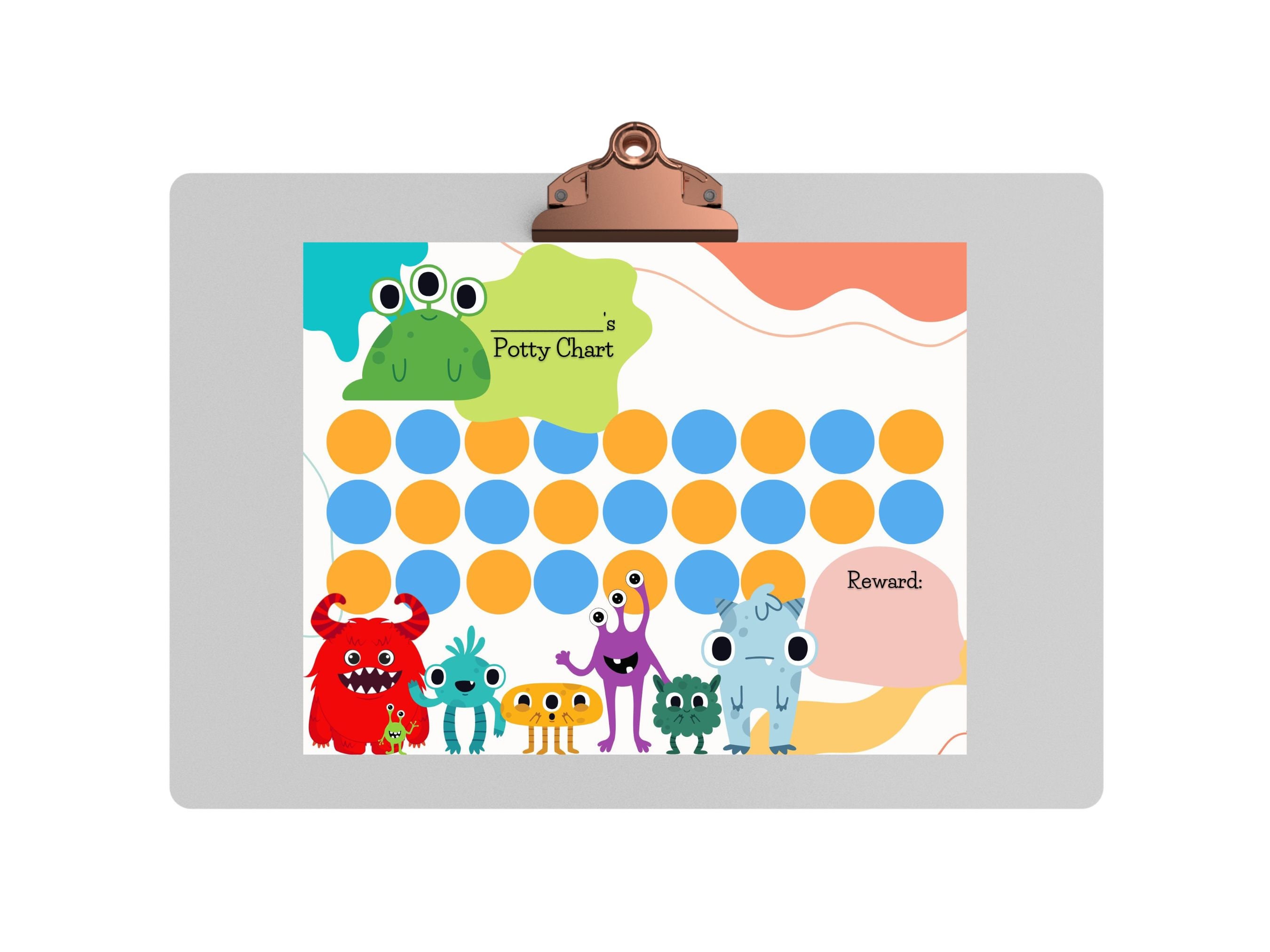 Monster Potty Chart, Monster Reward Chart, Monster Sticker Chart ...