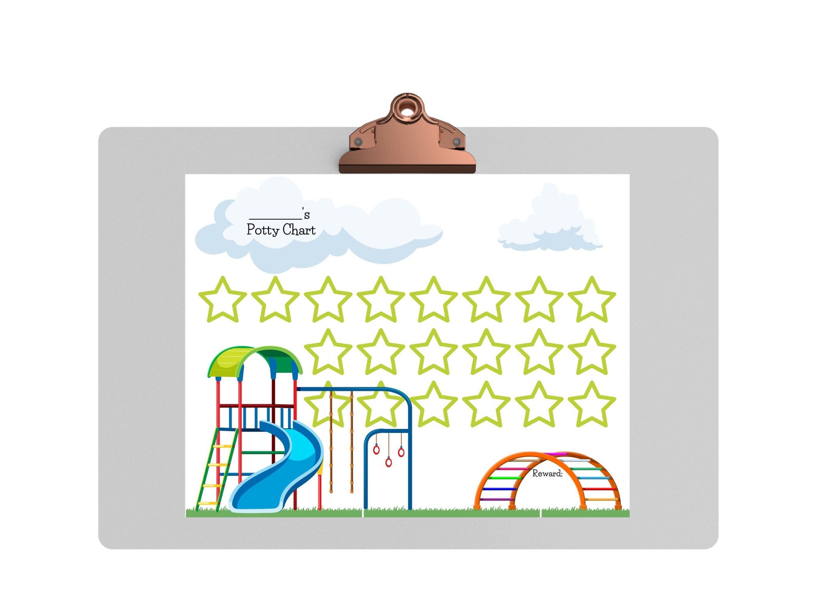 Playground Potty Chart, Park Potty Chart, Jungle Gym Potty Chart ...