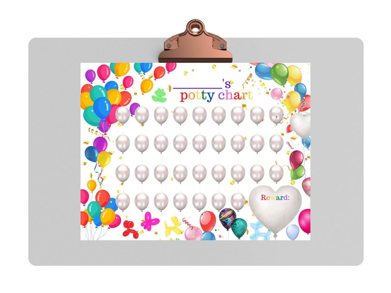 Balloon Potty Chart, Behavior Chart, Toilet Training, Reward Chart ...