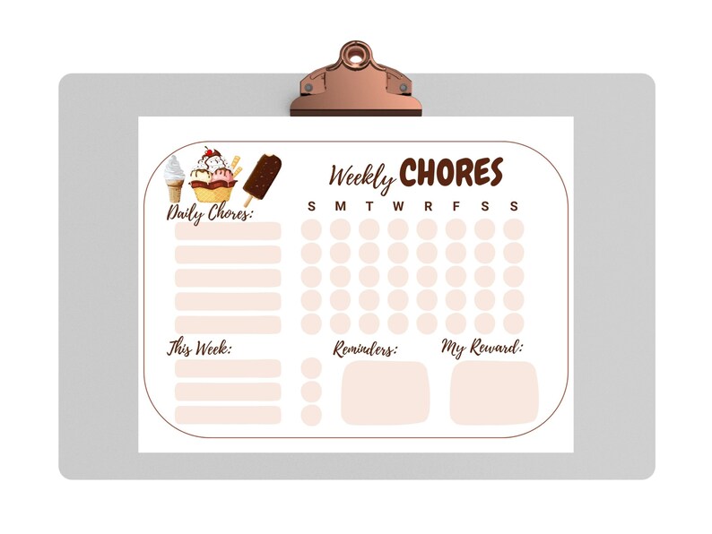Ice Cream Chore Chart, Chore Chart for Kids, Kids Chores, Kids Chore ...
