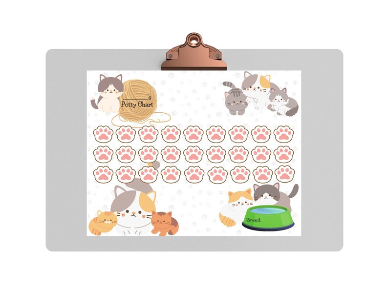 Kitten Potty Chart, Kitty Potty Chart, Cat Potty Chart, Potty Training ...