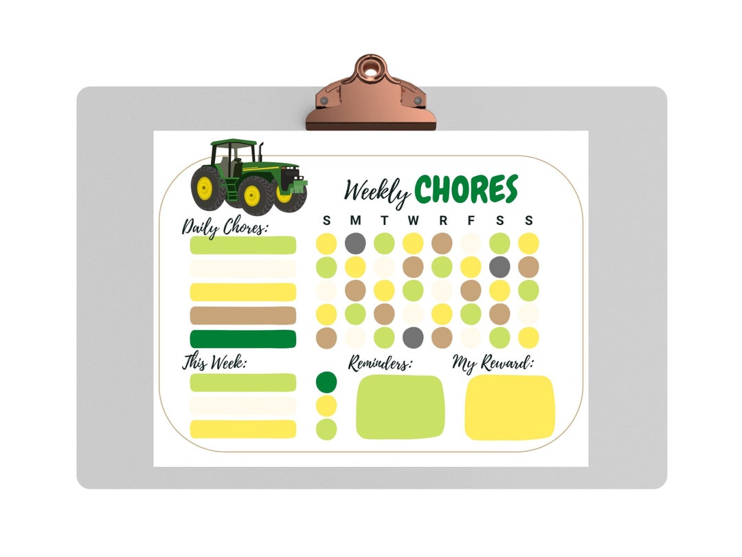 Tractor Chore Chart, Chore Chart for Kids, Kids Chores, Kids Chore ...