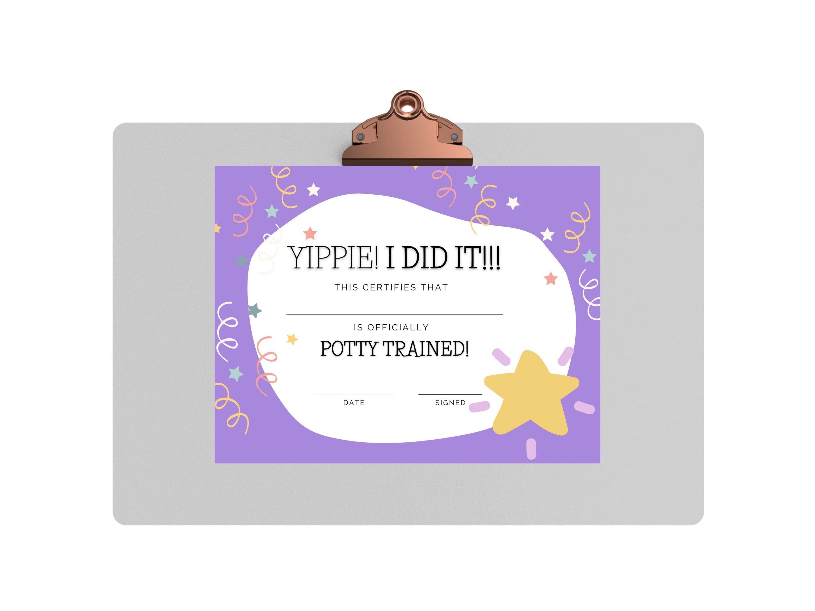 Potty Training Certificate, Potty Training Diploma, Potty Training ...