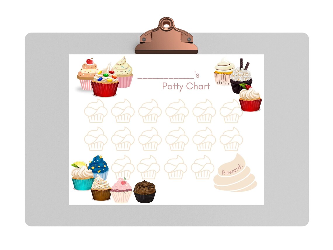 Cupcake Potty Chart, Potty Chart Cupcake, Reward Chart, Cupcake Reward ...
