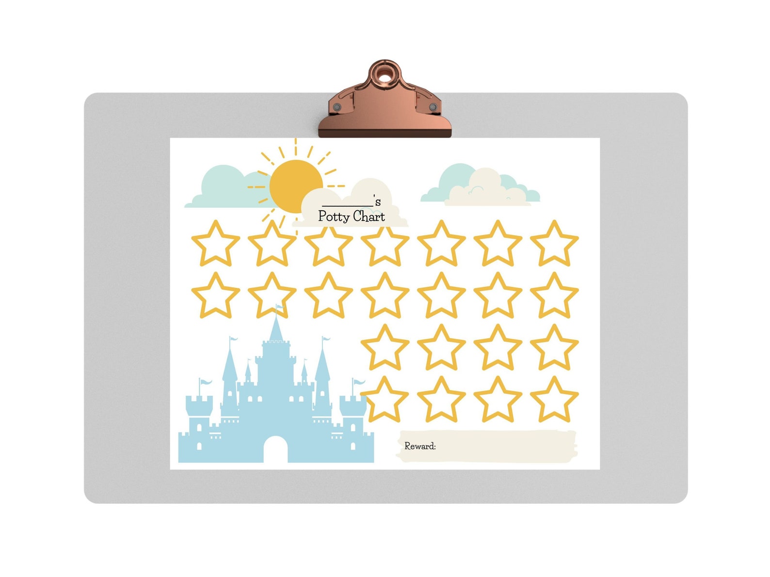 Castle Potty Chart, Princess Potty Chart, Potty Chart for Girl, Potty ...