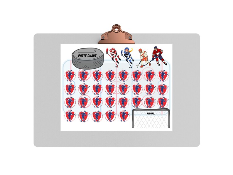 Hockey Potty Chart, Hockey Reward Chart, Hockey Behavior Chart, Hockey ...