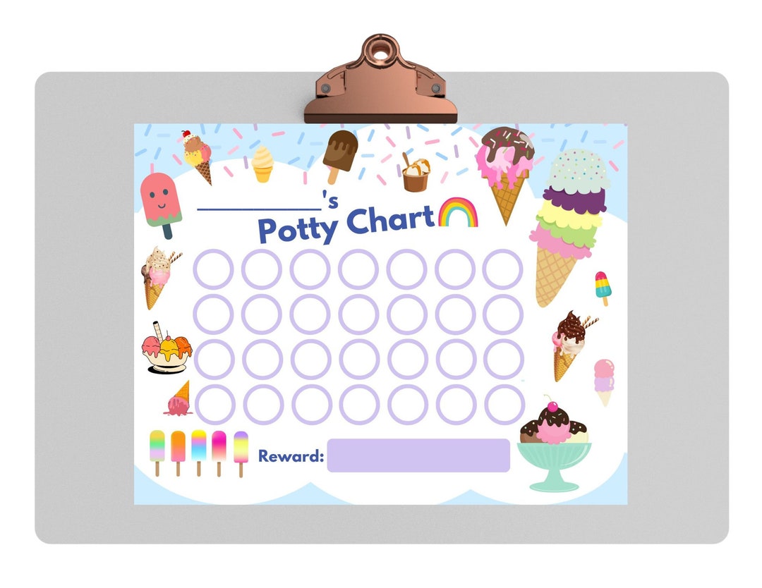 Ice Cream Potty Chart, Potty Chart Ice Cream, Reward Chart, Ice Cream ...