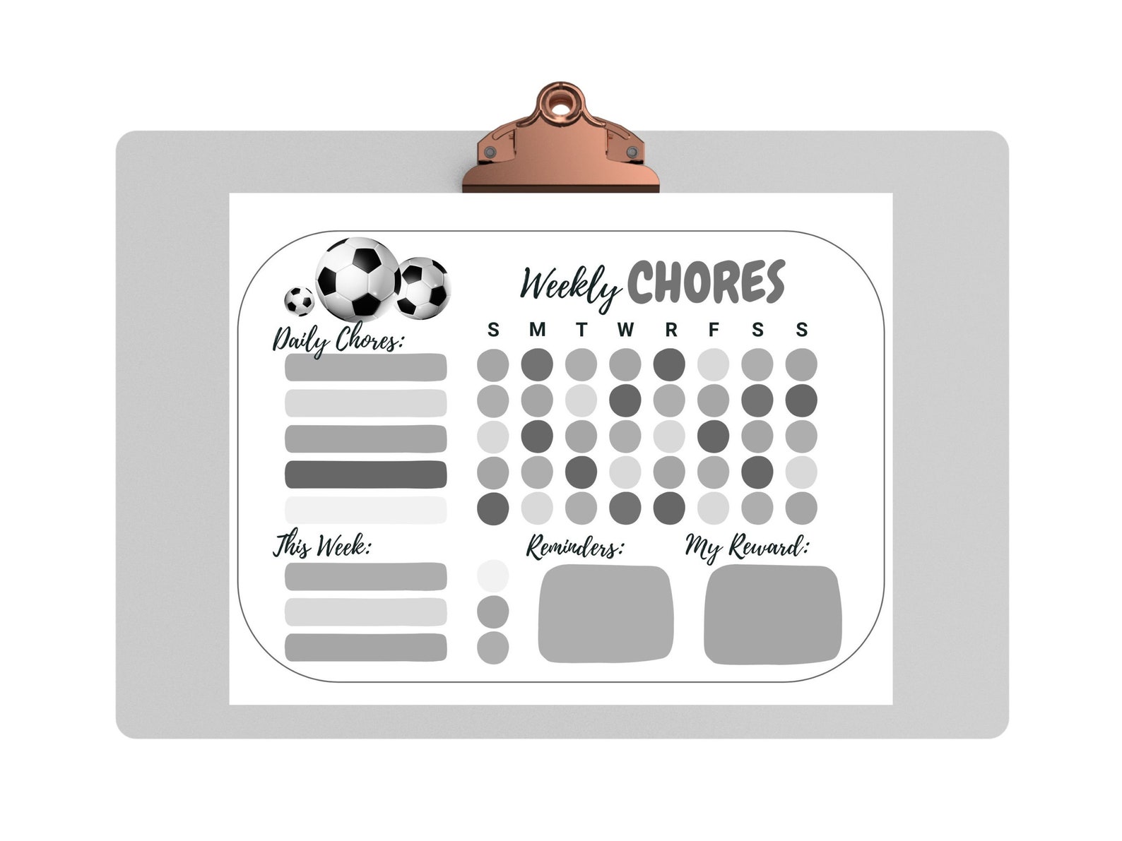 Soccer Chore Chart, Chore Chart for Kids, Kids Chores, Kids Chore Chart ...