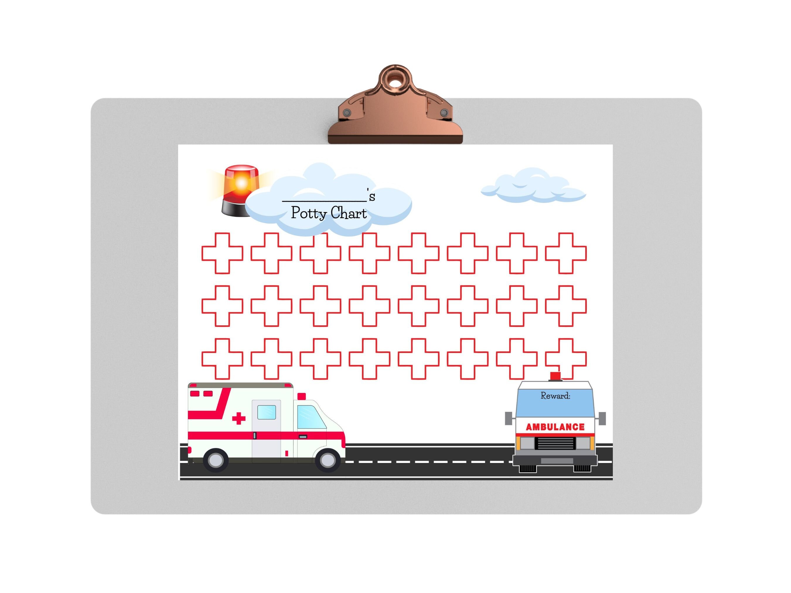 Ambulance Potty Chart, Emergency Potty Chart, Rescue Potty Chart, Truck ...