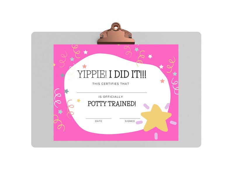 Potty Training Certificate, Potty Training Diploma, Potty Training ...